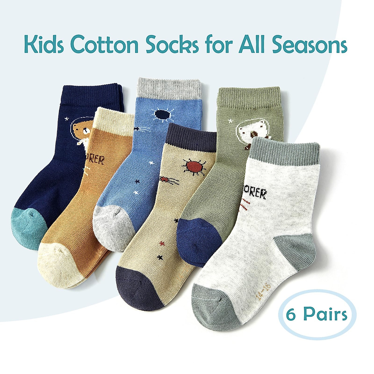 Big Boys Seamless Toe Socks Cotton Crew Athletic Socks Colorful Quarter Socks Size 13-1