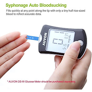 AUVON DS-W Draw-in Blood Glucose Test Strips for use with AUVON DS-W Diabetes Sugar Testing Meter (No Coding Required, 150 Count)