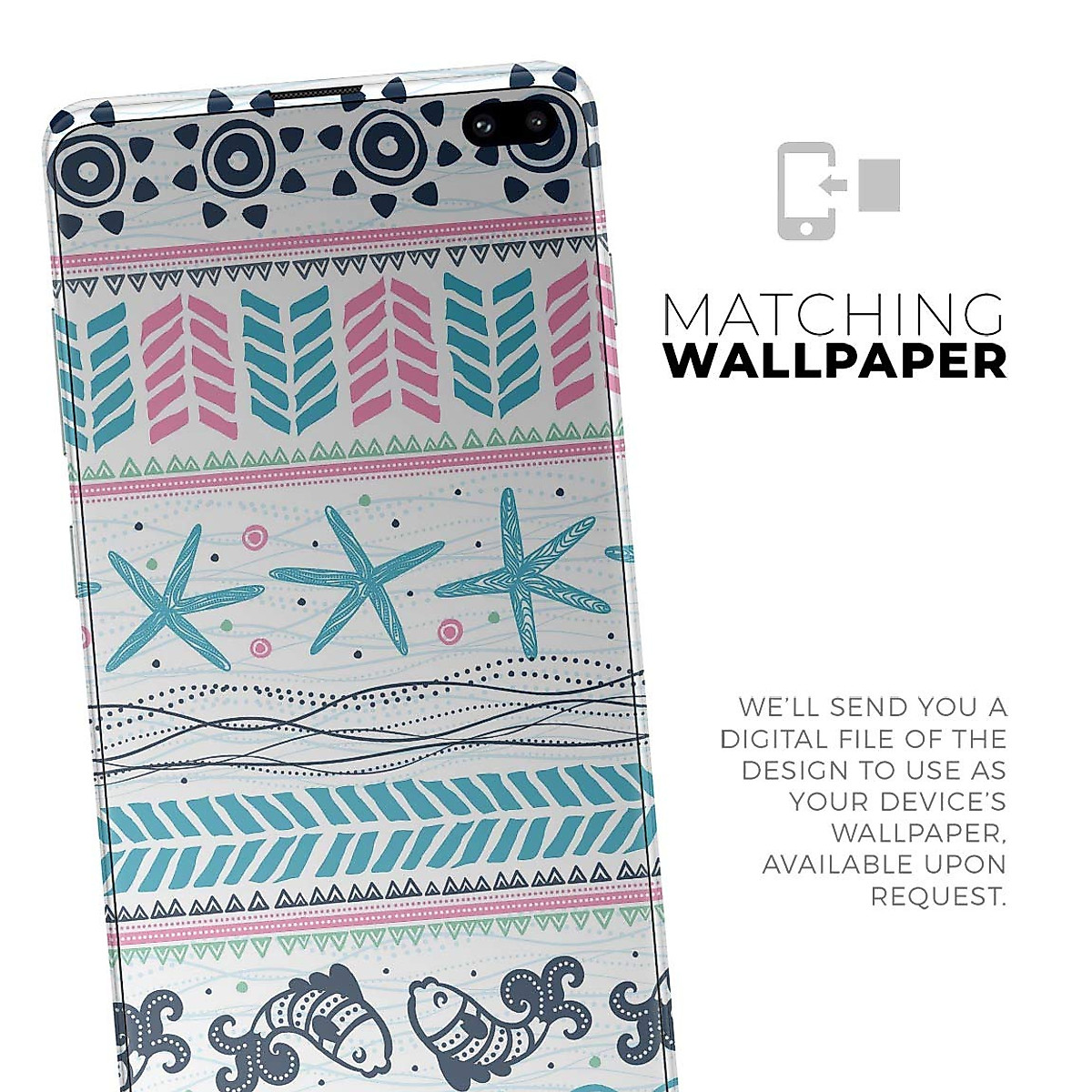 DesignSkinz Jumping Fish Repeating Pattern Protective Vinyl Decal Wrap Skin Cover Compatible with The Samsung Galaxy S20 (Screen Trim & Back Glass Skin)