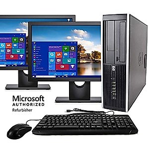 HP Elite SFF Computer Desktop (Intel Core i5 Processor, 16GB Ram, 2TB HDD, Dual 19 Inch LCD Monitor, WiFi, Bluetooth 4.0, DVD-RW, New Keyboard & Mouse) Windows 10 Home (Renewed)