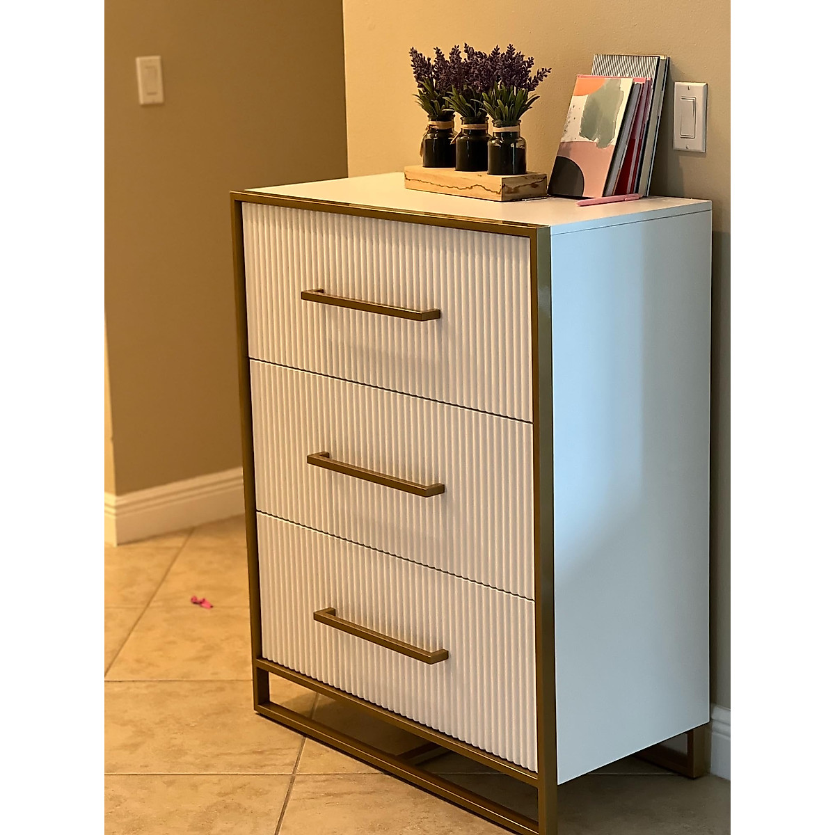 YITAHOME 3 Drawer File Cabinet, Large Lateral Filing Cabinet, 3 Drawer for Bedroom, Dressers & Chests of Drawers, Home Office Closet Dresser Wood Nightstand Storage Cabinet, White