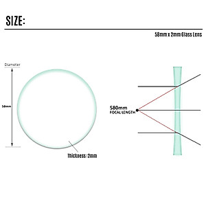 5PCS 58mm x 2mm Clear Glass Flat Lens Round Lens