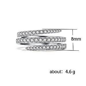 hsiyyecg Shiny Three Rows Pavé Cubic Zirconia CZ Halo Twist Eternity Engagement Wedding Band Ring for Women (US size 6)