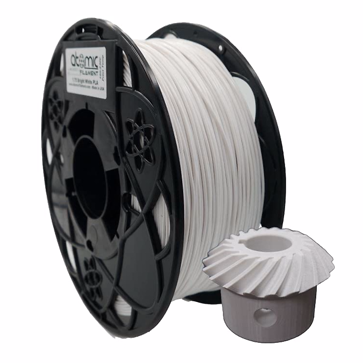 Atomic Filament Bright White 3D Printer PLA Filament 1.75 mm | Dimensional Accuracy 99% Probability +/- 0.02mm | 3D Printer Accessories | Fit Most FDM Printer | 1kg - 2.2lbs