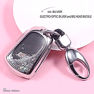 YIJINSHENG TPU Soft Plating Smart Key Fob Remote Cover Case Protector Keyless Jacket for Cadillac CT6 XT5 CTS XTS SRX ATS GTS ATSL HYQ2AB HYQ2EB Car Key Chain (Silver)