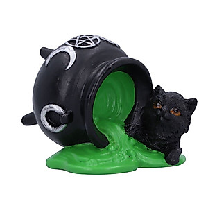 Nemesis Now Ooops Cat Cauldron Figurine, Black, 8.7cm