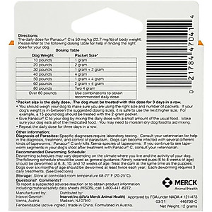 Panacur C Canine Dewormer, Net Wt. 12 Grams, Package Contents Three, 4 Gram Packets (4-(Pack))