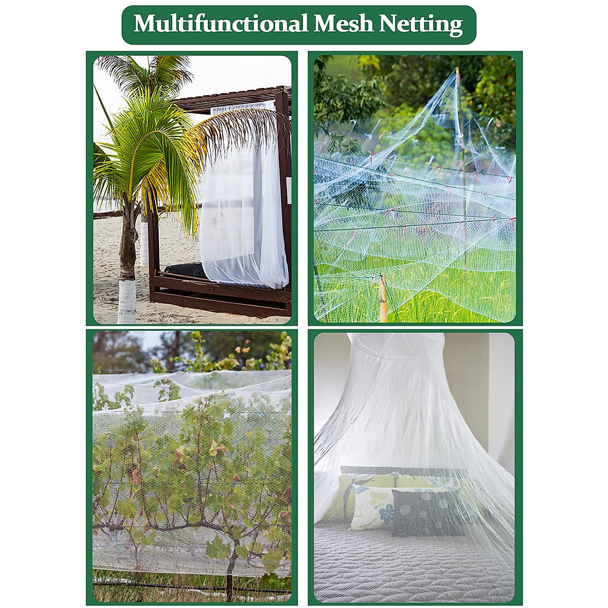 Garden Mosquito Netting for Patio, 10 ft x 12 ft Bird Bug Insect Netting Pest Barrier for Fruit Trees, Greenhouse, Large Plant Row Cover Screen for Vegetables