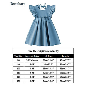 Dutebare Toddler Baby Girl Dress Cotton Linen Ruffle Halter Sleeveless Dresses Kids Summer Sundress Blue 100