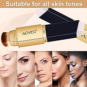 Colour Changing Foundation Stick, Colour Changing Concealer with Brush, Concealer Full Coverage Dark Circles, Pore, Acne Marks and Fine Lines, Waterproof and Sweatproof, Easily Create Nude Makeup