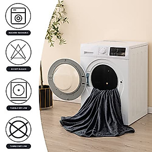 HULAWAO Fleece Bed Blankets, Soft Lightweight Luxury Throw Blanket, Plush Fuzzy Super Cozy and Comfy for Couch Sofa or Bed, All Seasons(Dark Grey, Queen)
