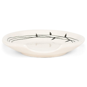 Debossed Leaf Glossy Black and White 4 x 4 Ceramic Stoneware Spoon Rest