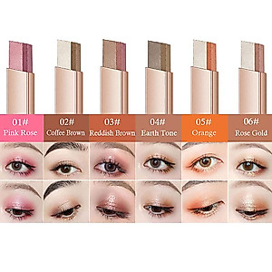 12 Colors Eye Shadow Stick Makeup, Glitter EyeShadow Highlighter Stick, Brilliant Eye Brightener Stick Shimmer Eye Highlighter Makeup Pencil, Double Colors Gradient Highlighter Eye Brightener