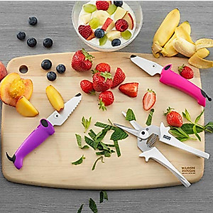 Kuhn Rikon Kinder Kitchen Essential Set, Pink and Purple, sharp enough to cut food but not small fingers,Pink / Purple Set