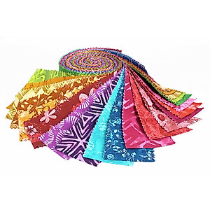 Soimoi 40Pcs Batik Print Cotton Precut Fabrics for Quilting Craft Strips 2.5x42inches Jelly Roll - Red