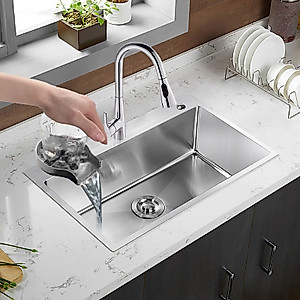 Rocyis Metal Glass Rinser-Cup Cleaner-Bottle Washer-Glass Cleaner for Kitchen Sink with 10 Jets, High Pressure Bar Sink Attachment, Brushed Nickel Stainless Steel