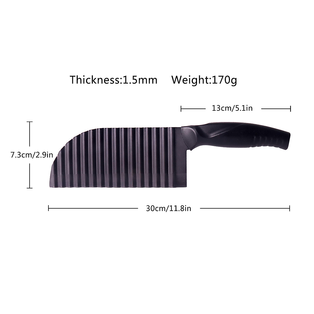 LaLiHa Crinkle Cutter Garnishing Knife for dough, French Fry Potato Cutter Stainless Steel Zig Zag Gadget Waves Chopper Knife for veggies Chip Blade (Corrugated blade,Large size)