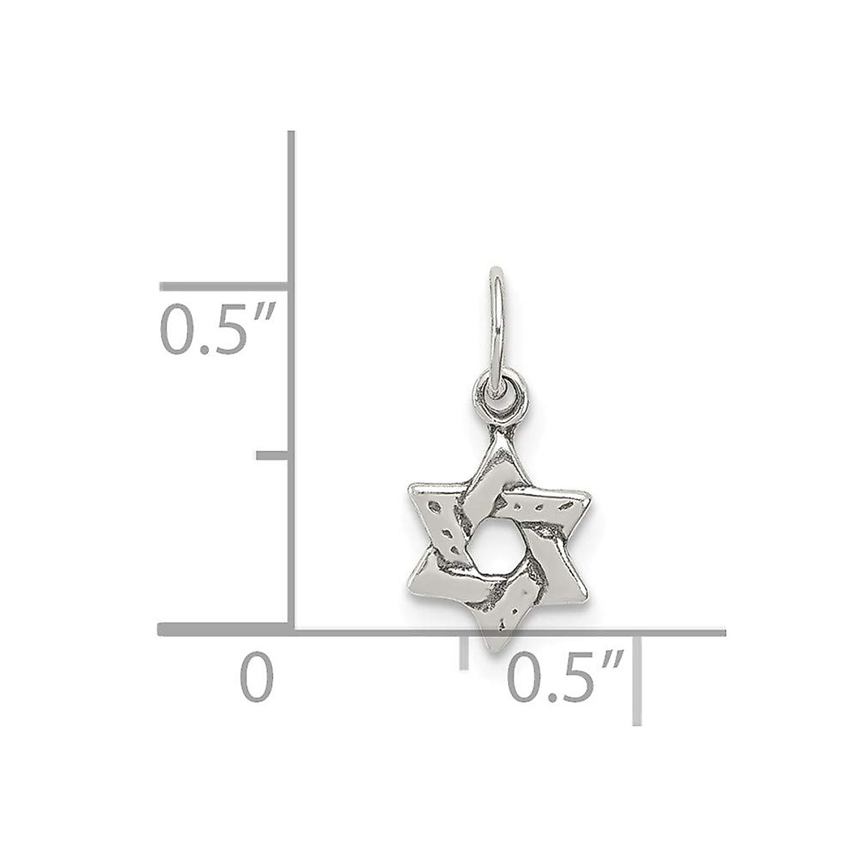 Solid 925 Sterling Silver Small Star of David Lucky Jewish Charm Pendant - 10mm x 7mm