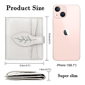 CONISY Small Wallet for Women, RFID Blocking Slim Leather Bifold Front Pocket Womens Wallet with Zipper Coin Purse (Argent)