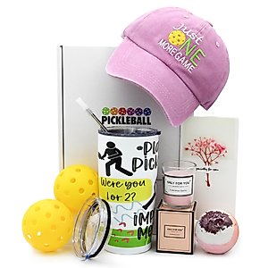 Chilltreads Pickleball Gifts for Women, Pickleball Gift Basket with Travel Tumbler Pickleball Hat, Funny Pickleball Accessories Gifts for Pickleball Lovers, Pink
