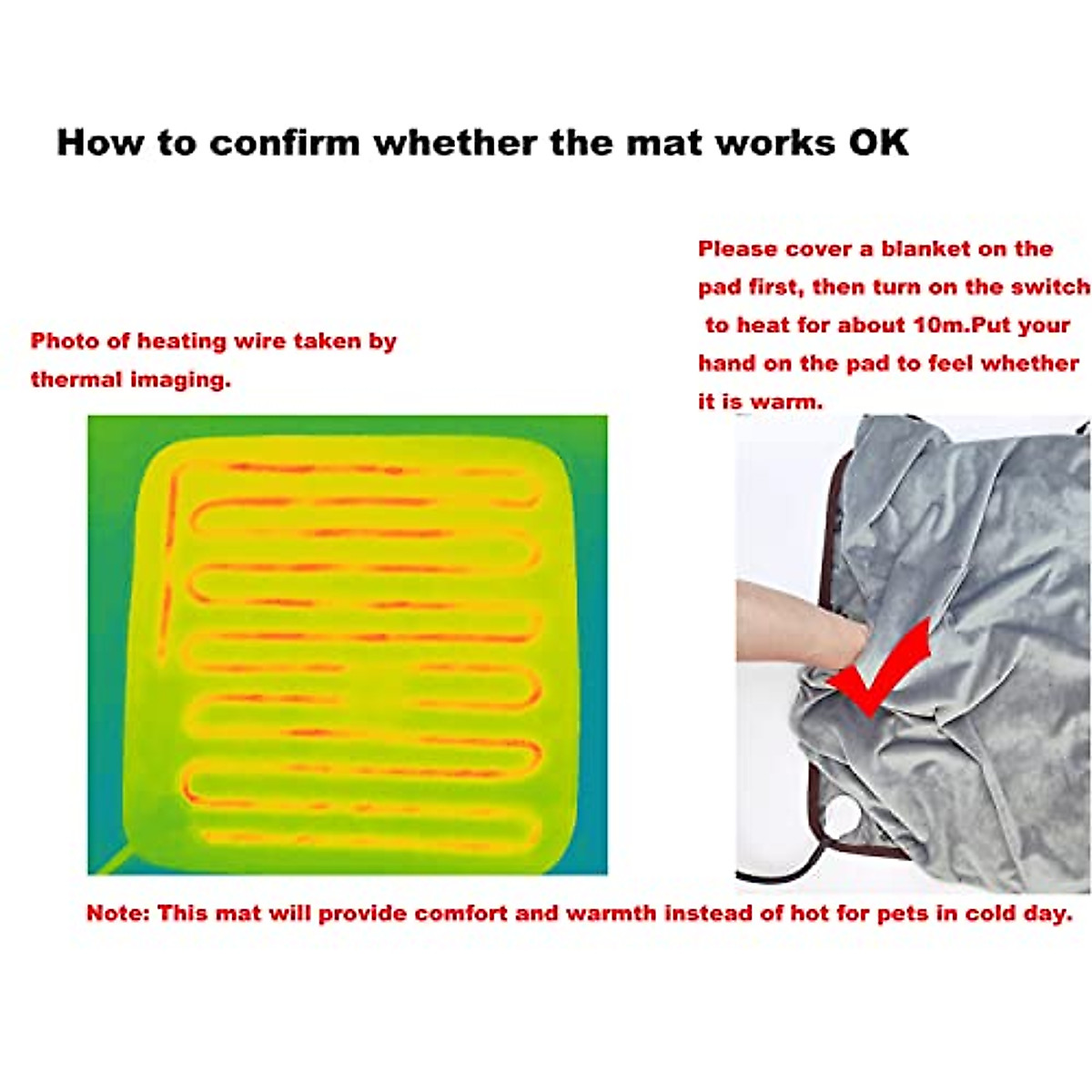 DEOMAN Pet Heating Pad for Small Dogs Cats Heated Bed mat Indoor Electric Cat Heating pad Waterproof Dog Heating pad Chew Proof Cord,Easy Clean