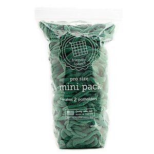 Harrisville Designs Friendly Loom Potholder Cotton Loops 10 Inch Pro Size Loops Make 2 Potholders, Weaving Crafts for Kids and Adults-Green