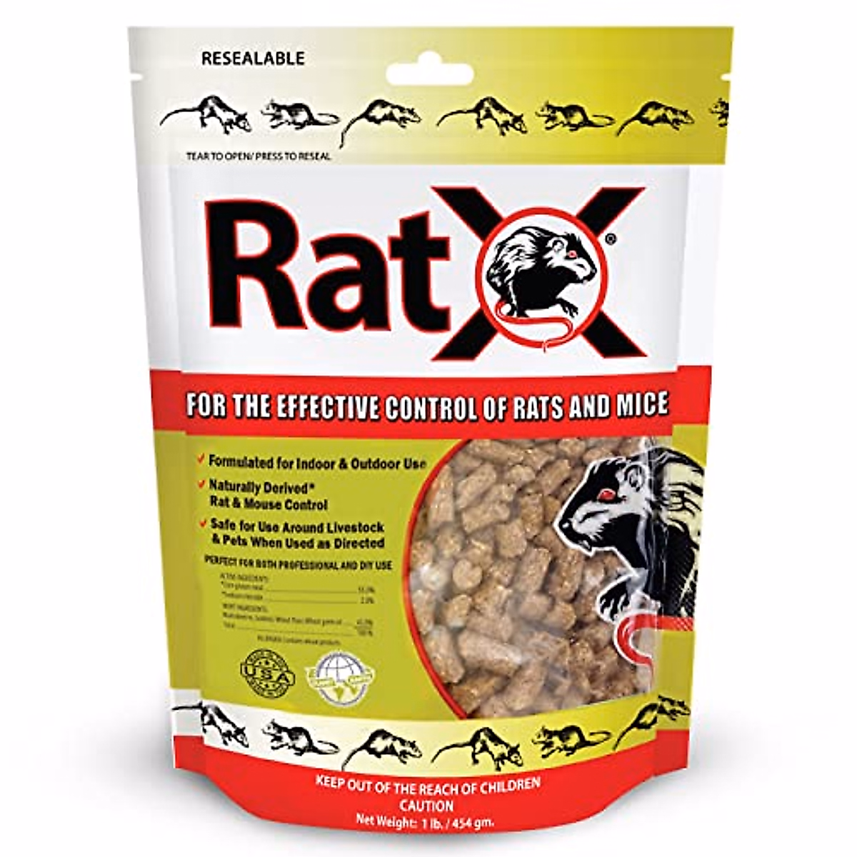 EcoClear Products 620101, RatX All-Natural Poison Free Humane Rat and Mouse Rodenticide Pellets, 1 lb. Bag