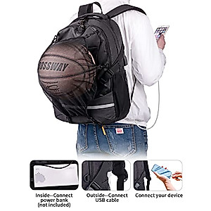 Fanwoli Business College School Backpack Fits 15.6 Inch Laptop,Durable Basketball Backpacks,Travel Laptop Backpack with USB