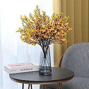 Hananona 10 Pcs Babys Breath Artificial Flowers Orange Fake Silk Gypsophila Flowers for Fall Home Decor Floral Arrangement Table Centerpieces (10, Orange)