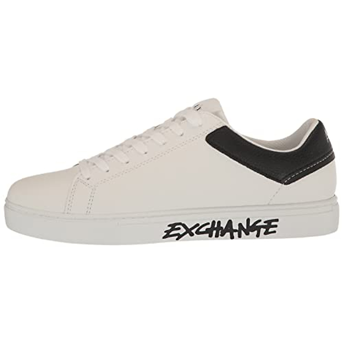 A|X Armani Exchange Men's Updated Leather Sidewall Logo Sneaker, Op.White+Black, 11