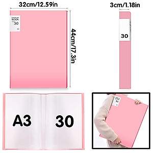 SKRYUIE A3 Diamond Painting Storage Book - 60 Diamond Painting Capacity, 30 Pages Protectors, 17.2x12.8 inches, Portfolio Folder for Diamond Painting Presentation and Organization - Pink