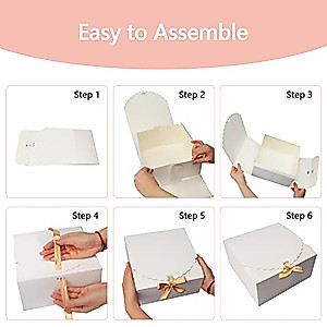 HYMENEX 12pcs Gift Boxes, Gift Boxes with Lids, White Gift Boxes 8x8x4 inches Gift Boxes with Ribbon Bridesmaid Proposal Box Gift Boxes for Presents Weddings Gift Chocolate Cupcake Crafting (White)