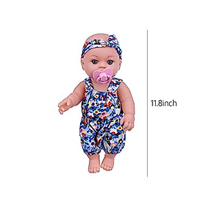 Kids Toys 12 Inch Reborn Baby Dolls for 2-5 Year Old Realistic Girl Doll Soft Vinyl Body Educational Toys Room Decor Hug Sleep Birthday Gifts Cute Stuff Sensory Toys Photography Props (Blue)