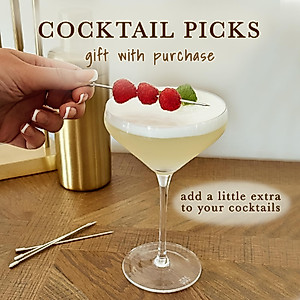 PURE MORA The Remy Coupe - Set of 4, 8oz Handblown Premium Crystal Martini Glasses for Cocktail, Gin & Tonic, Cosmopolitan, Manhattan, Bar, Fancy Mixology, etc. Modern Angle Drinking Glassware