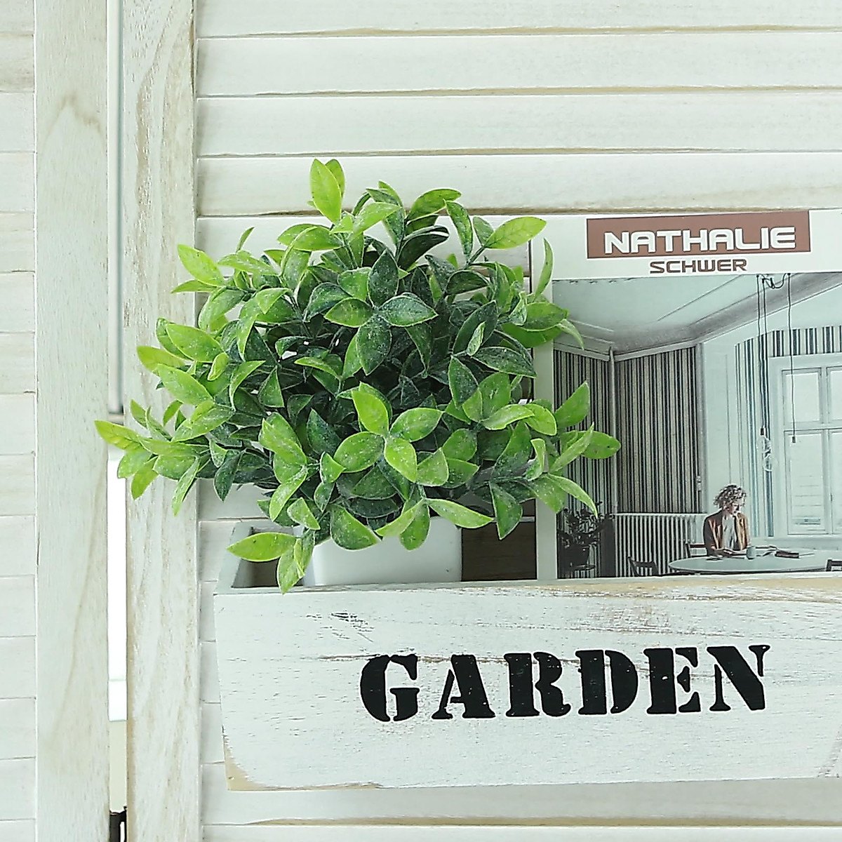 summer flower 2 Pack Fake Plants in White Pot Small Artificial Eucalyptus Potted Plants (Green-01)