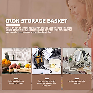 BESPORTBLE 1pc Portable Storage Basket Containers for Food Egg Gathering Restaurant Container Ceramic Egg Storage Basket Retro Decor Old Bread Iron Basket White Office Cover Ceramic