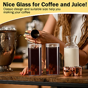 9 Pack 13 oz Clear Drinking Glasses Square Highball Thin Glass Cups Tumbler Set Elegant Bar Modern Glassware for Water Coffee Mixed Drinks Cocktail Wine Beer Juice Iced Tea Kitchen Party Home