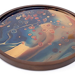 Wood Decorative Tray Round Serving Trays,Ottoman Tray Platter Coffee Table Trays for Home,Restaurant,Hotel,Deco,Food,Tea Tray