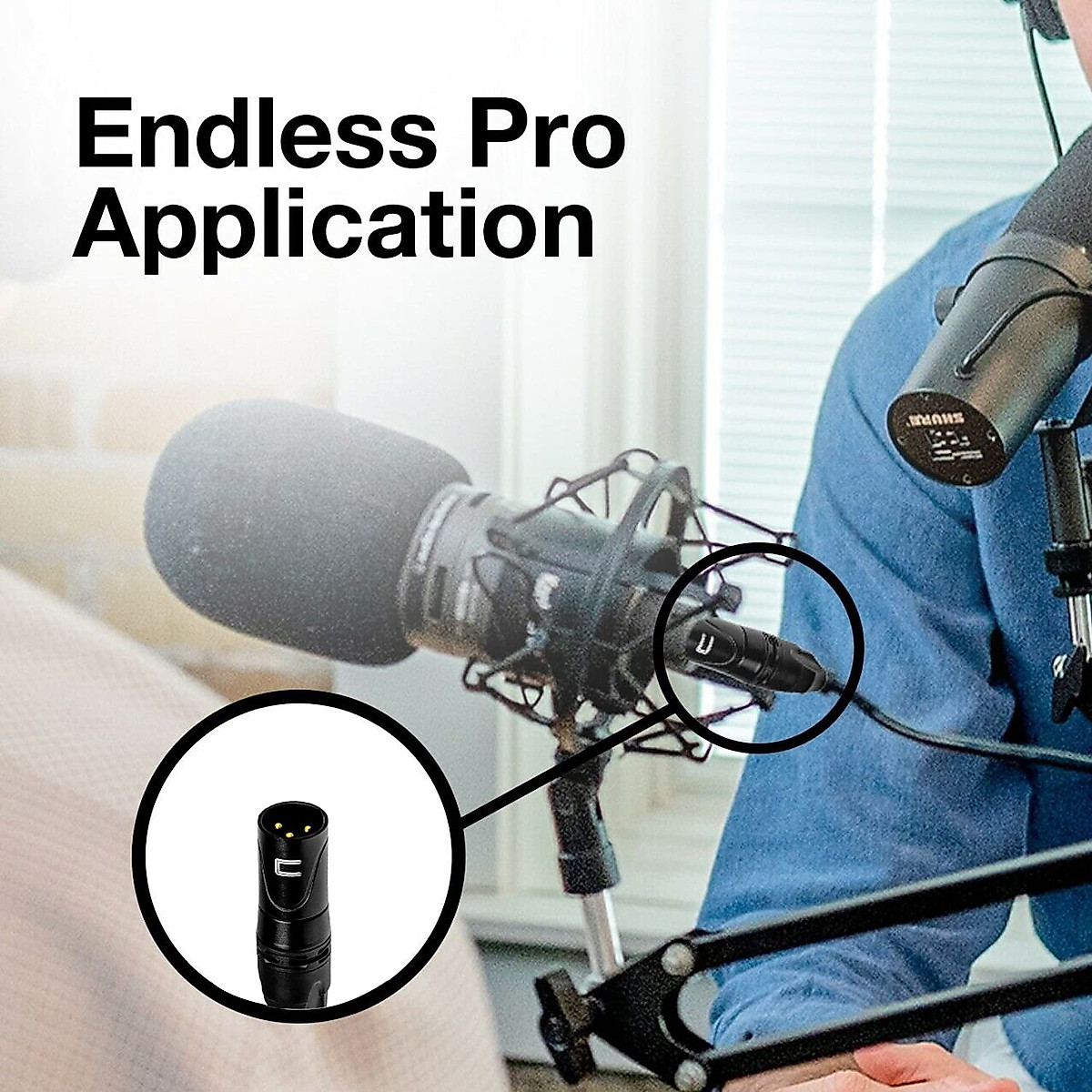 Balanced XLR Cable Male to 3.5mm TRS - 100 Feet Black - Pro 3-Pin Microphone Connector for Powered Speakers, Audio Interface or Mixer for Live Performance & Recording