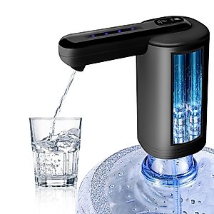 GALASALA Water Dispenser for 5 Gallon Bottle, Universal 2-Motor Faster Pumping, Portable Silent Electric USB Charging 5 Gallon Water Pump, (Remove The Adapter Ring Before Use), Black.