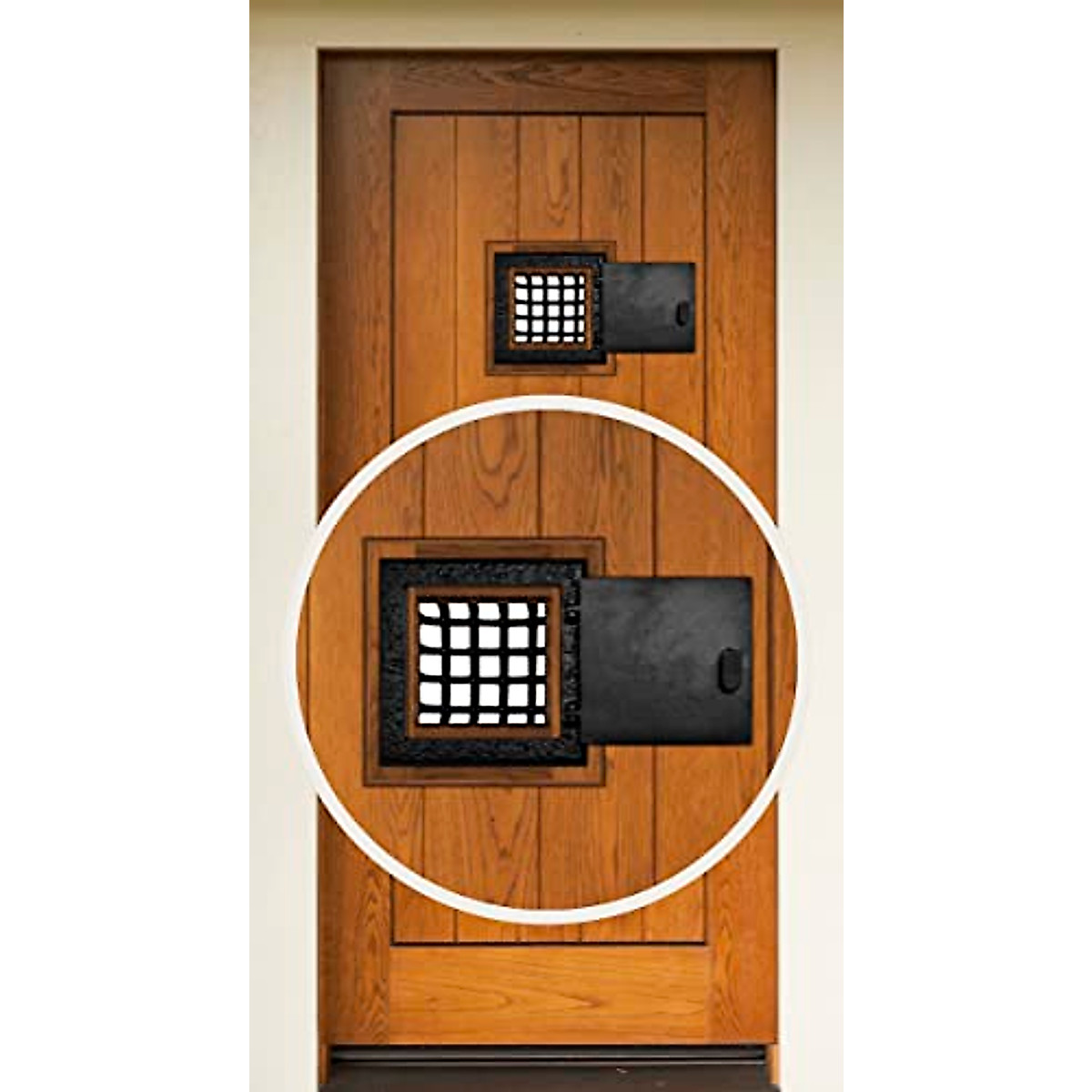 Akatva Rustic Speakeasy Door Grill – Window Iron Grill – Iron Speakeasy Grill – Black Window Security Grill – Heavy Duty Decorative Security Window Grille – Black Door Grill with Back Plate