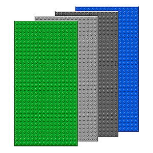 EKIND 4 PCS Classic 5" x 10" Building Baseplates, Compatible with Major Brands Toy Bricks, Encourage Logic & Creativity Through Play, Ideal STEM Activities for Children (4 Color)