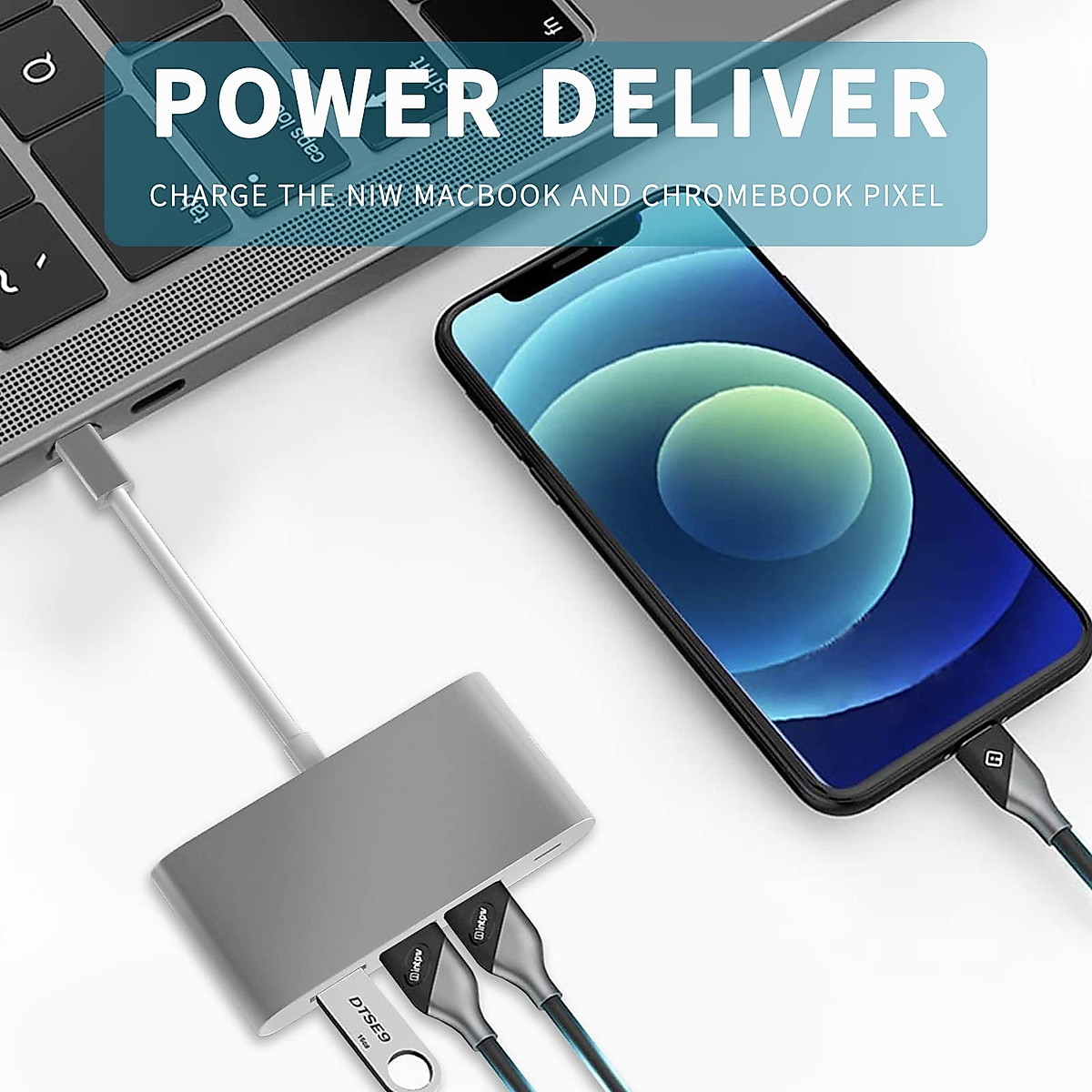 YAFIYGI USB Adapter for MacBook Air 4 in 1 USB C Hub Type C Multiport Adapter with 1USB 3.0 Ports 2 USB 2.0 87W PD Charge Compatible for MacBook Pro 13 15 16