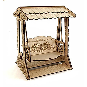 SIXFIRE Krishna Jhula Swing Wooden Jhula Swing For Laddu Gopal Kanha Jhula Wooden Crafted Jhula For Gopal,(Size-‎ 22 x 18 x 2)