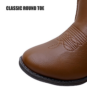 WOWHAH Kids Boys Girls Cowboy Boots, Cowgirl Boots for Girls Western Boots(Toddler/Little Kid/Big Kid)(WH808-Brown-2)