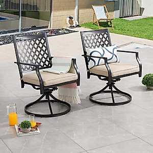 PatioFestival Swivel Patio Chairs Dining Chair Metal Frame Bistro Set Outdoor Furniture for Garden Backyard Club 2 Piece