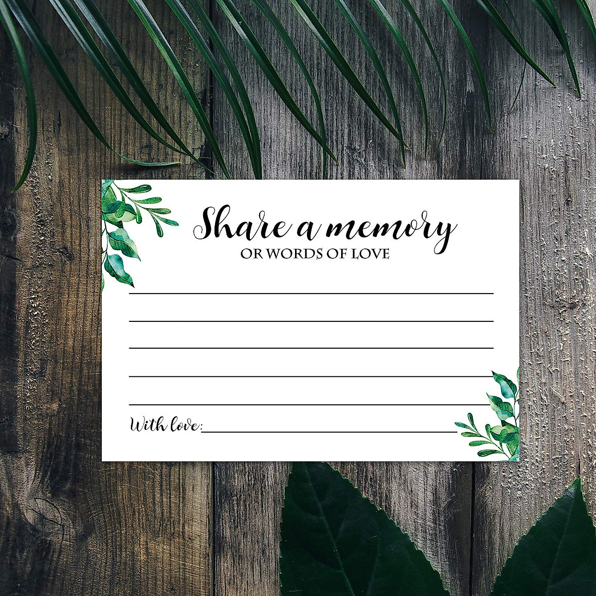 Giftideaworkshop 50 Greenery Share A Memory Cards for Celebration of Life Birthday Anniversary Memorial Funeral Graduation Bridal Shower Game, Guest Book Ideas, and Alternatives.4x6 Inches