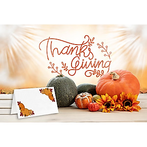 Thanksgiving Day Table Place Card, 25-Piece Tent Style Cards Set, Special Paper Easy-to-Write and Foldable, Seating Cards for Thanksgiving Day Party, Food Labels -G01