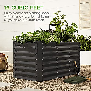 Best Choice Products 4x2x2ft Outdoor Metal Raised Garden Bed, Deep Root Planter Box for Vegetables, Flowers, Herbs, and Succulents w/ 119 Gallon Capacity - Charcoal