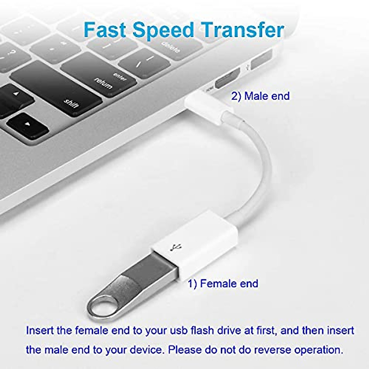 FLEAVER USB C to USB Adapter [2 Pack],Type-C OTG Cable Type C Male to USB A Female Adapter Compatible with Pro/Air 2019 2018 2017,S20 S20+ Ultra Note 10 S9 S8 (White)